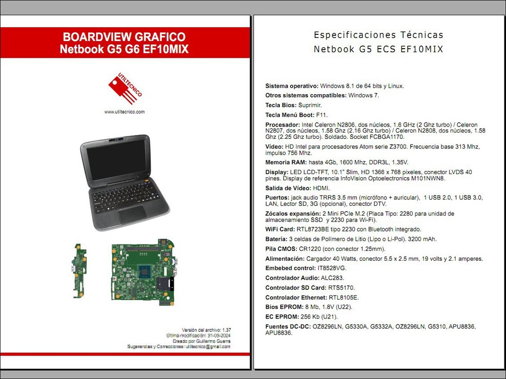 Boardview Grafico Netbook G5 G6 EF10MIX en PDF – Utiltecnico
